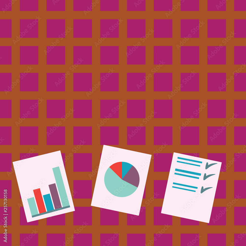Presentation of Bar, Data and Pie Chart Diagram Graph Each on White ...