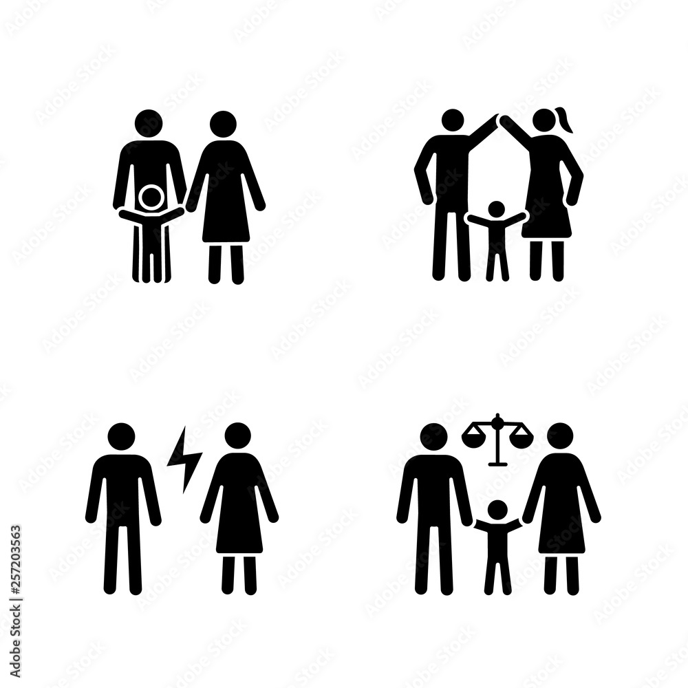 Child custody glyph icons set Stock Vector | Adobe Stock
