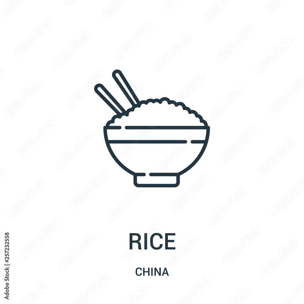 rice icon vector from china collection. Thin line rice outline icon ...