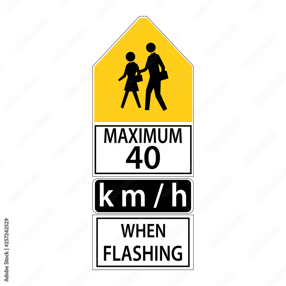 USA traffic road signs.during school hours when the yellow light are ...