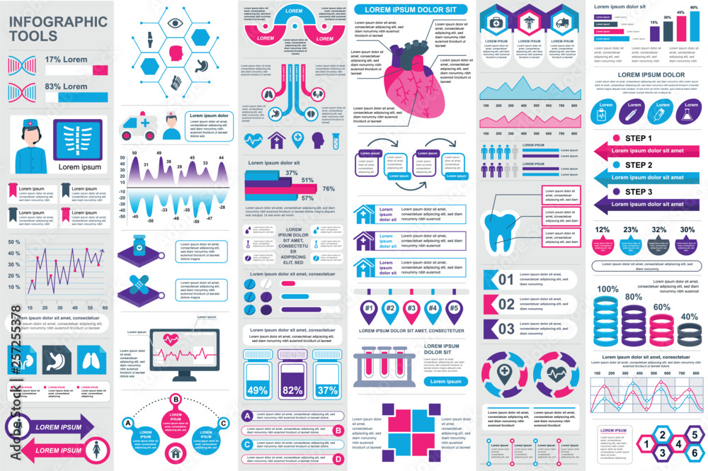 Medical infographic elements data visualization vector design template ...
