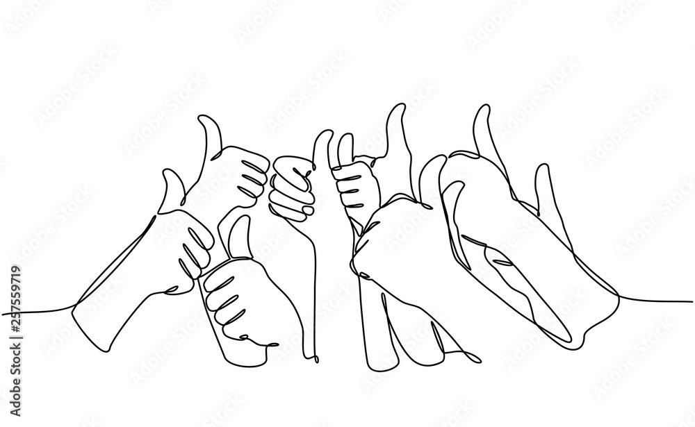 continuous line drawing gives an expression of success. praise for ...