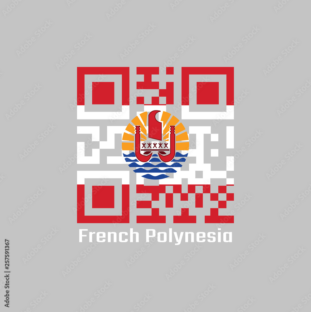 Stock-Vektorgrafik „QR code set the color of French Polynesia flag. Two ...