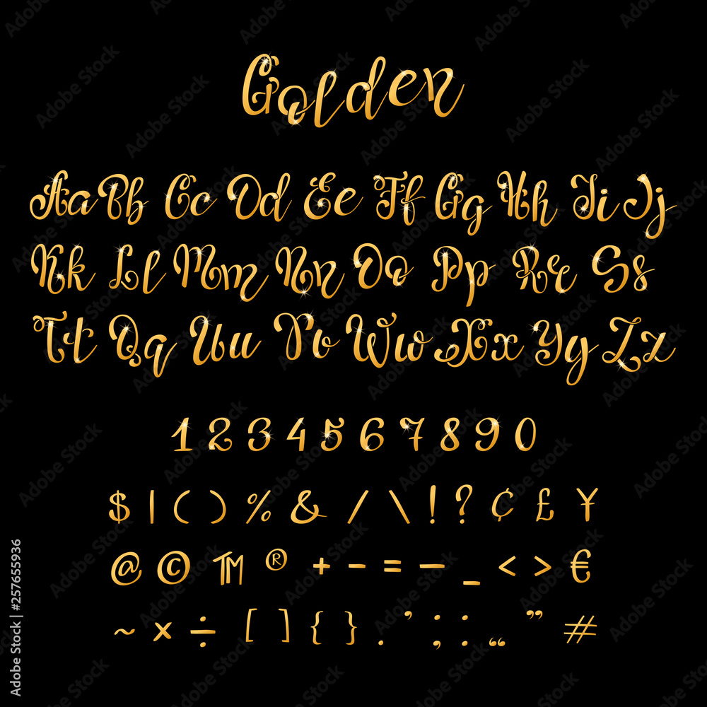 gold vector font script. Stock Vector | Adobe Stock