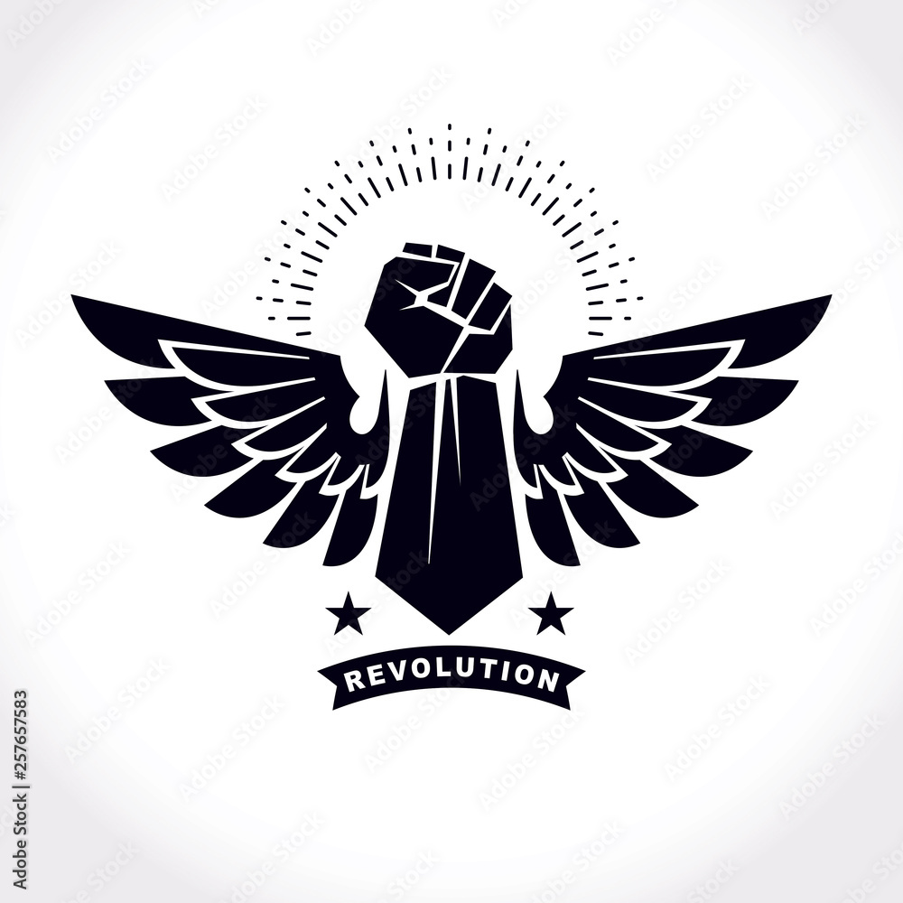 Strong fist of an active sportsman vector symbol created using eagle ...