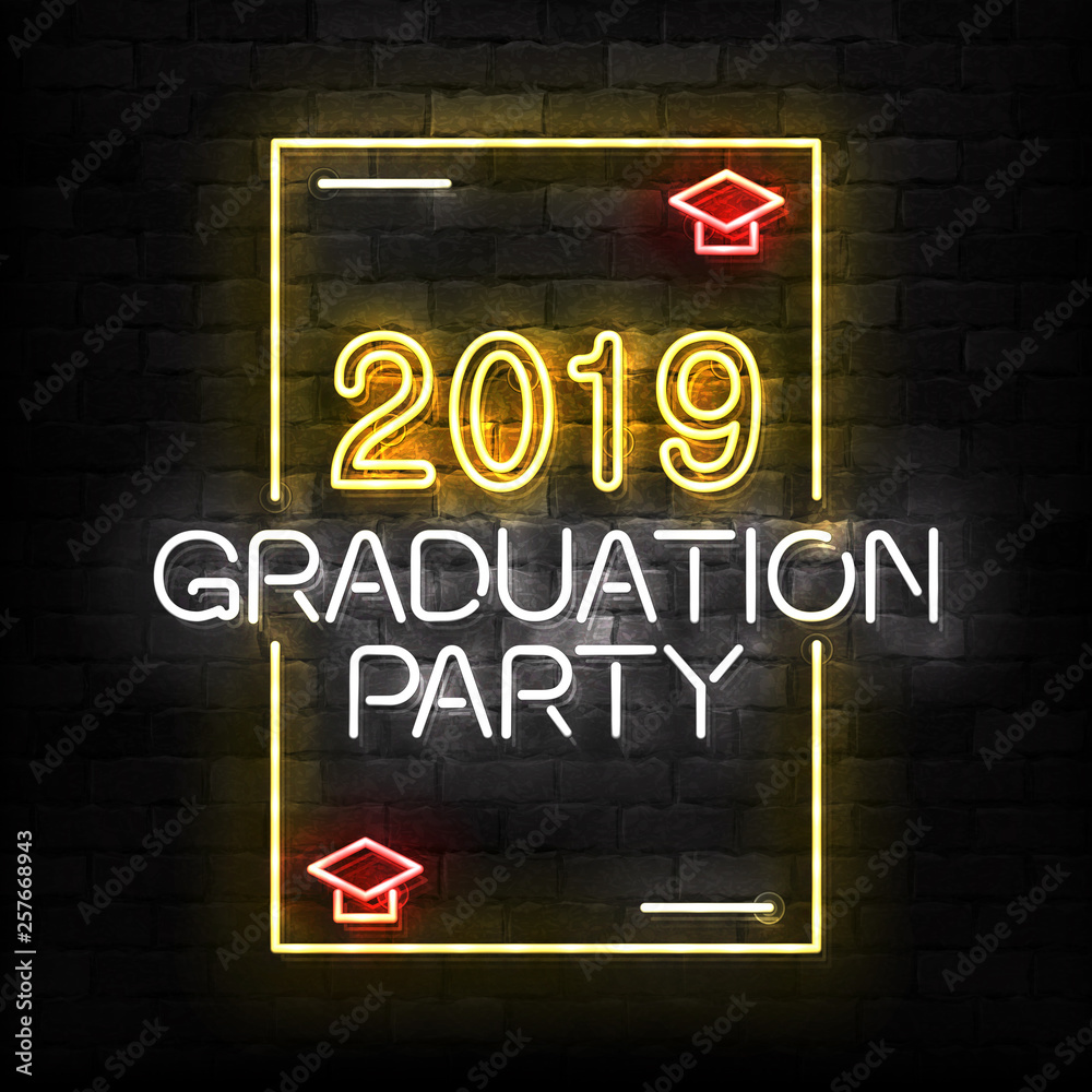 Vector realistic isolated neon sign of Graduation logo for template ...