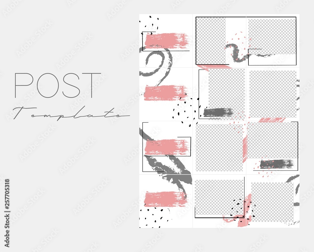 Set of instagram collage.Vector cover. Design backgrounds for social ...