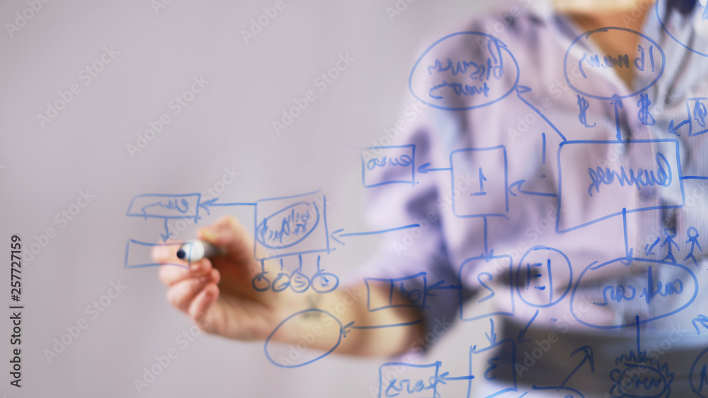 girl draws on the Board. Intellectual map. mind map. education. online ...