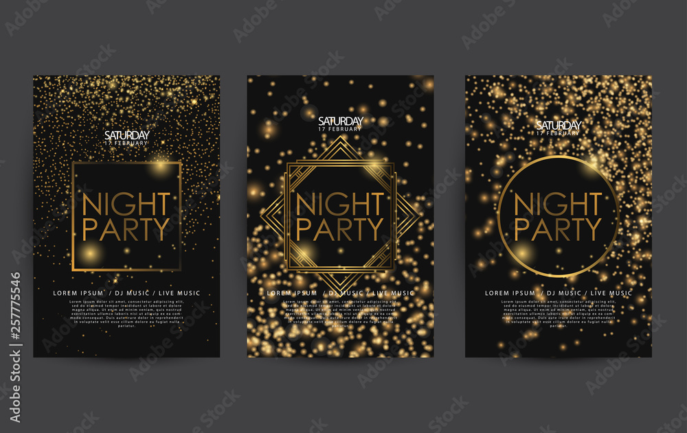 golden night club party poster Stock Vector | Adobe Stock