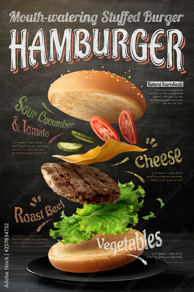 Hamburger poster design Stock Vector | Adobe Stock