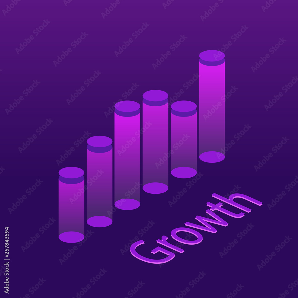Isometric growth graph chart, 3D graph vector illustration Stock Vector ...