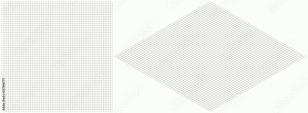Vector illustration of isometric grid background. Simple rhombus graph ...