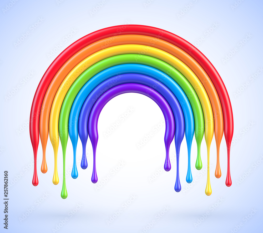 Colorful rainbow arch with dripping paint 3d vector illustration Stock ...