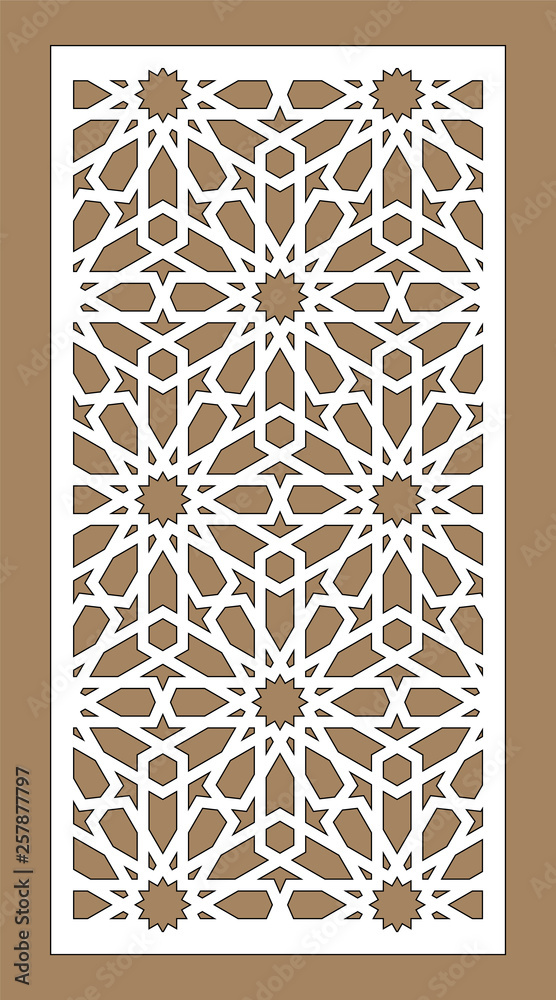Laser cutting. Arabesque vector panel. Template for interior partition ...