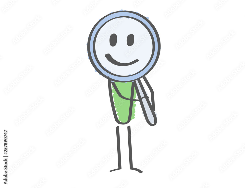 Stick Figure - man looking through magnifying glass Stock Vector ...