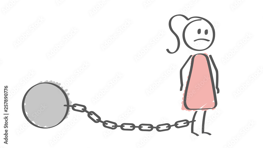 Stick Figure - woman chained Stock Vector | Adobe Stock