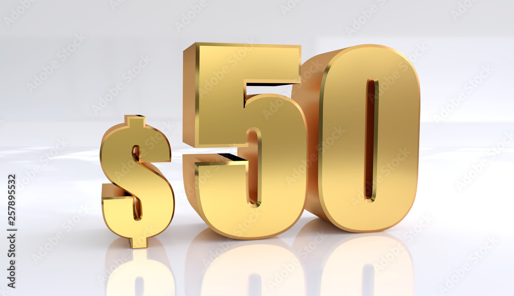 Ilustración de Stock 50 dollar price symbol. red text number 3d render ...