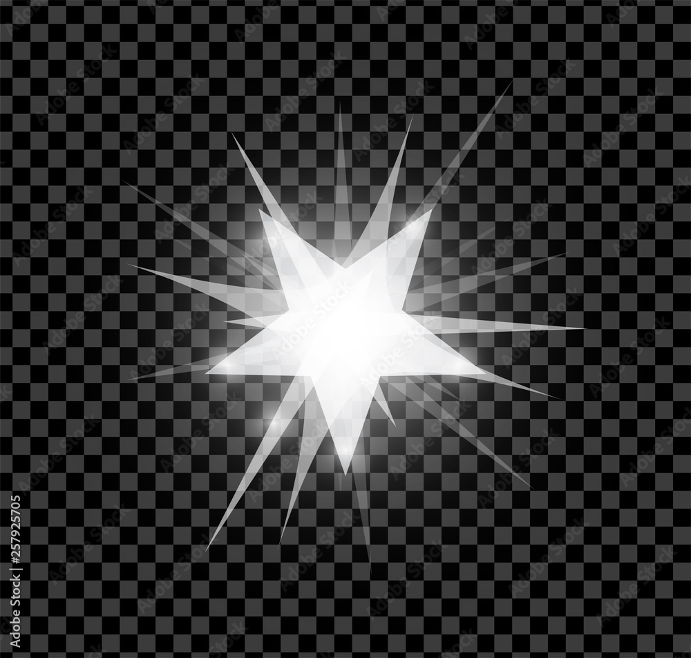 Stock-Vektorgrafik „White bright glowing and shining star flares effect isolated on transparent ...