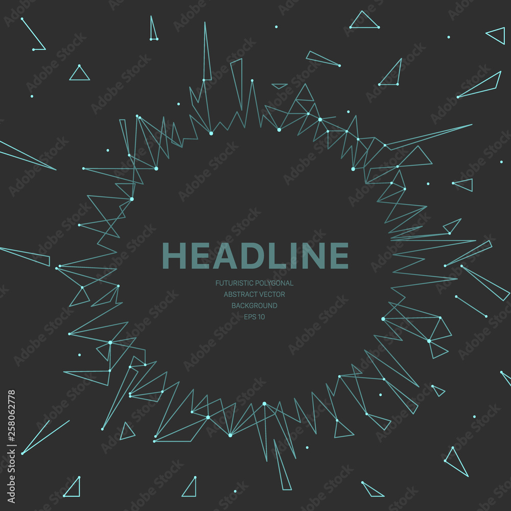 Polygonal wireframe mesh futuristic with circle frame, concept sign on ...