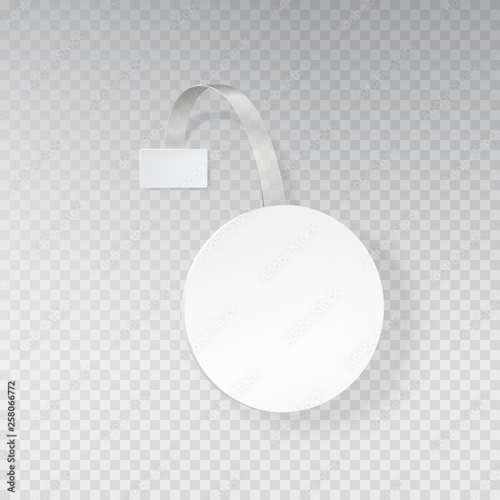 Sales point tag mock up. White empty round supermarket wobbler isolated ...