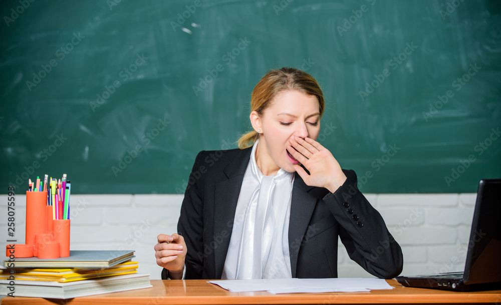 Need for sleep. High level fatigue. Exhausting work in school causes ...