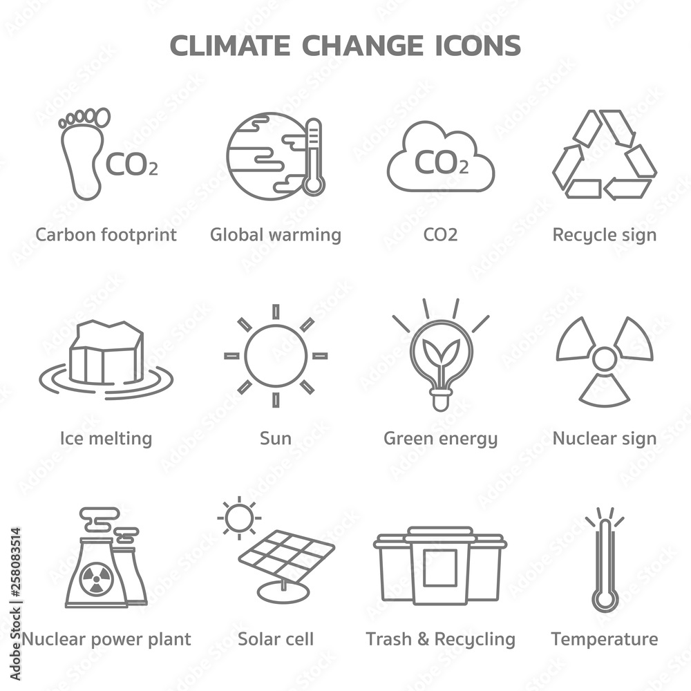 climate change icons Stock Illustration | Adobe Stock