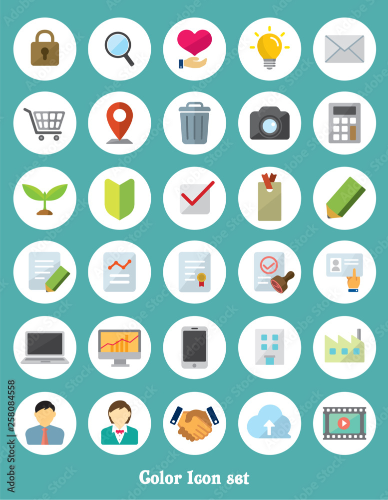 color flat icon set ( for web designing) Stock Vector | Adobe Stock