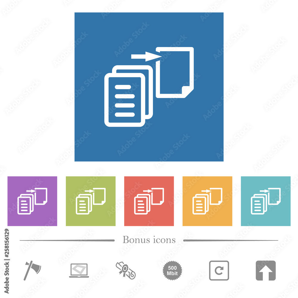 Move file flat white icons in square backgrounds Stock Vector | Adobe Stock