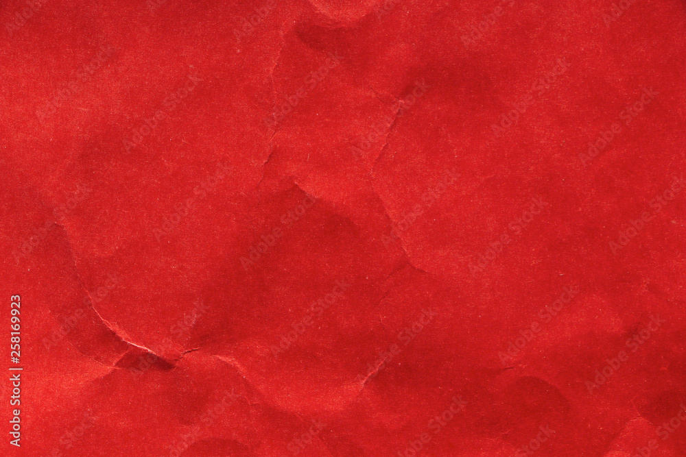 Texture and background of crumpled red paper. Red backdrop. Empty ...