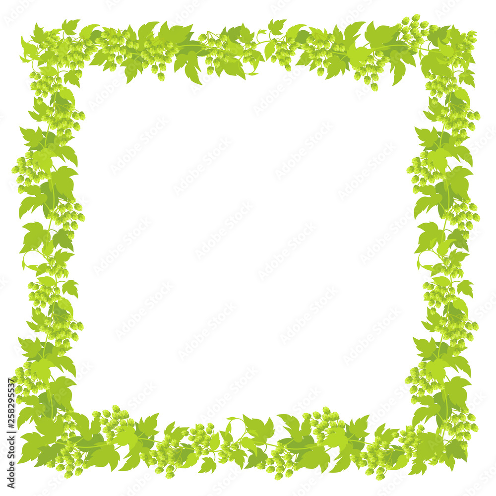 Image vectorielle Stock Hop plant frame square banner. Border frame ...
