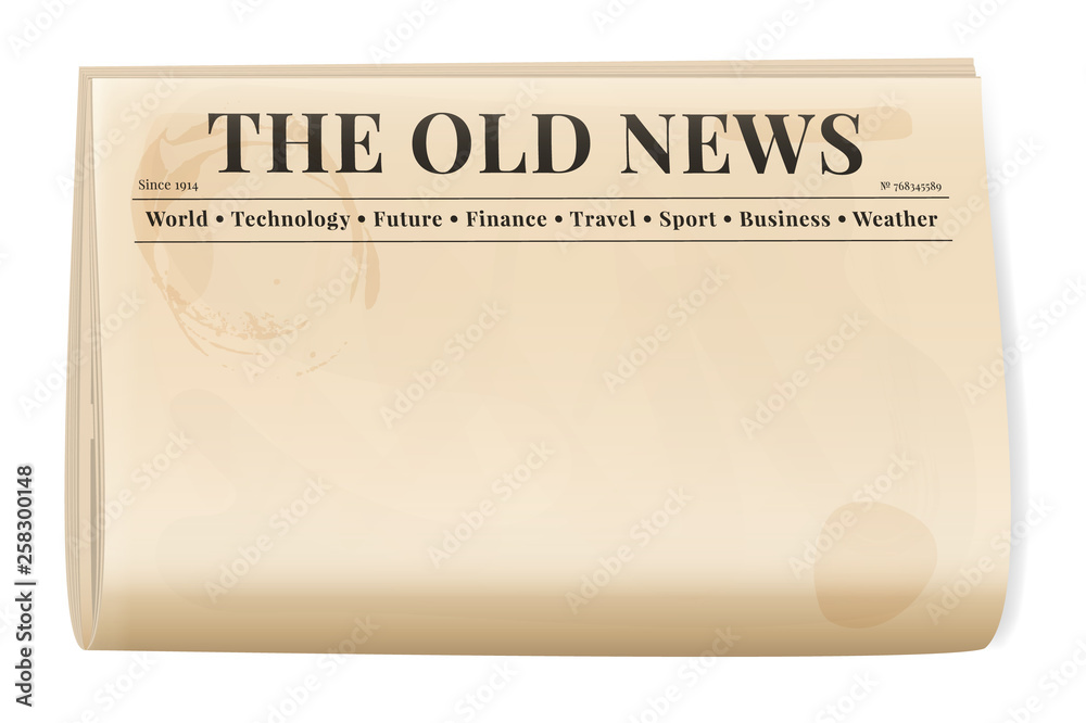 Vintage newspaper template. Folded cover page of a news magazine. Stock ...