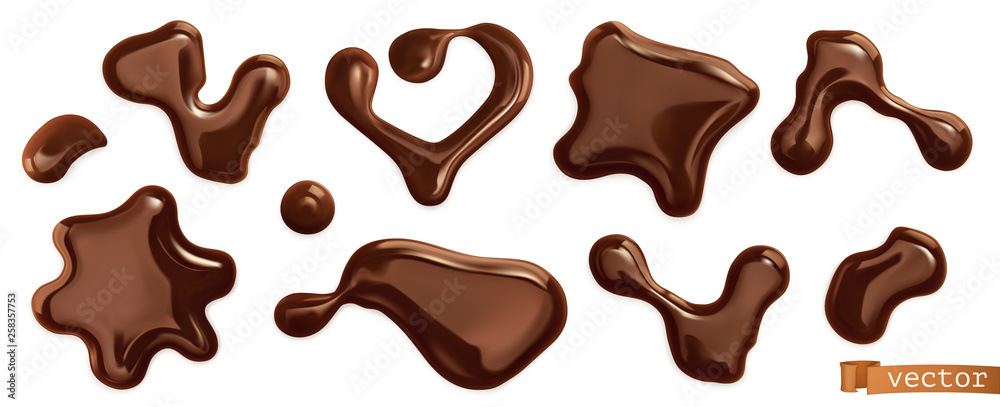 Chocolate drops. 3d realistic vector set Stock Vector | Adobe Stock