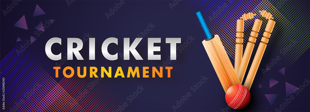 Website Header banner or poster design of Cricket Tournament with ...