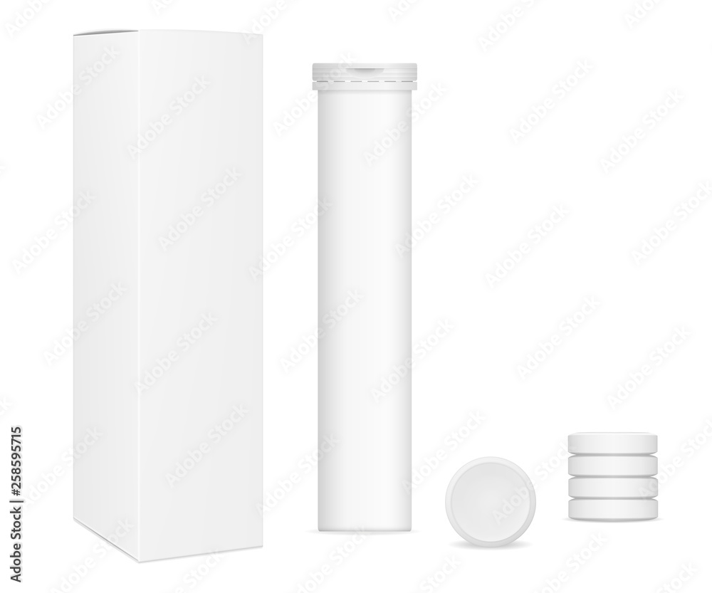 Vector realistic images (mock-up, layout) of a rectangular paper box ...