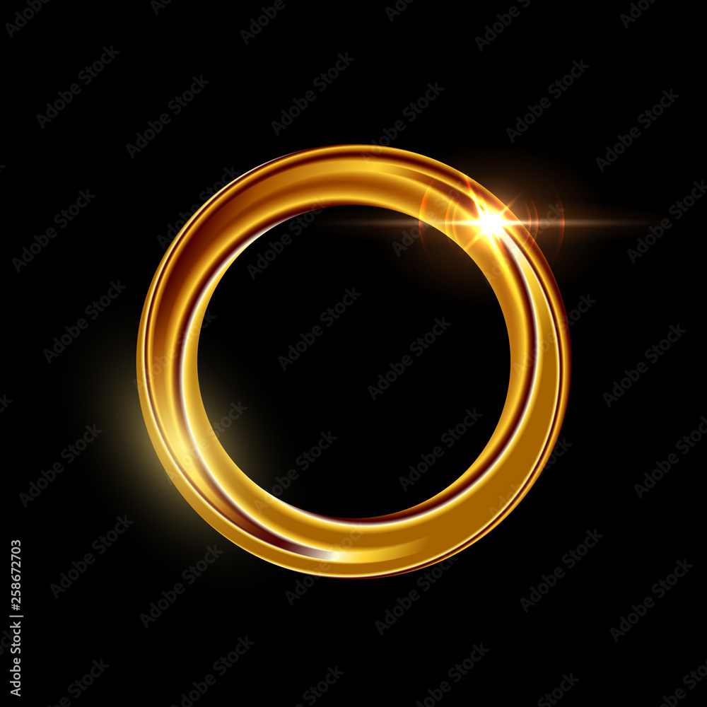 Golden shining circle text frame illustration Stock Vector | Adobe Stock