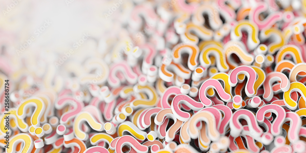 Infinite question marks, business concepts; original 3d rendering Stock ...