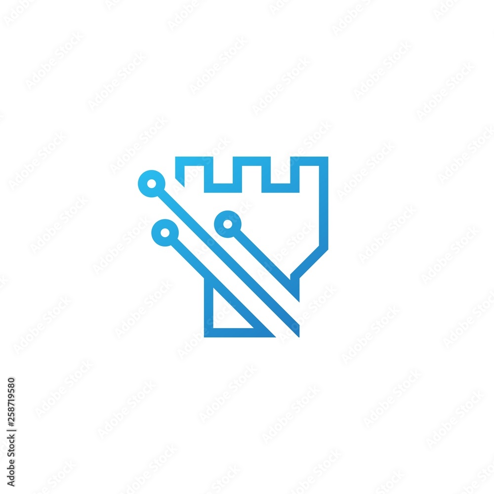 castle tech logo vector icon illustration Stock Vector | Adobe Stock