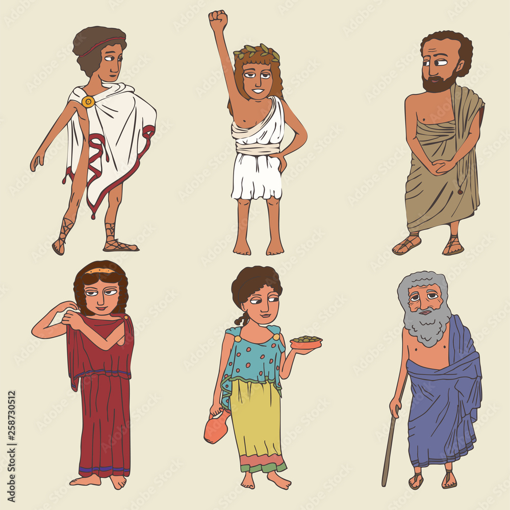 ancient greek characters set Stock Vector | Adobe Stock