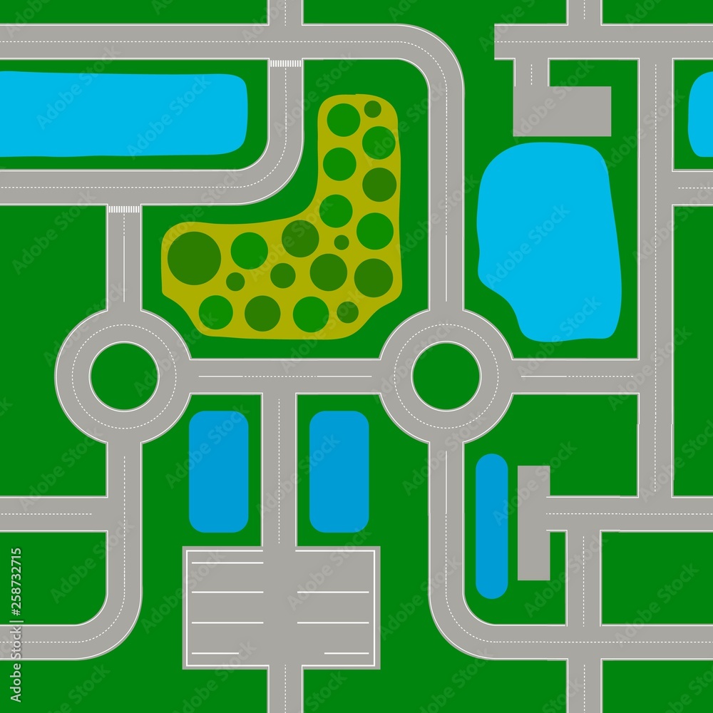 Roadmap made up of standard elements. Highways, intersections ...