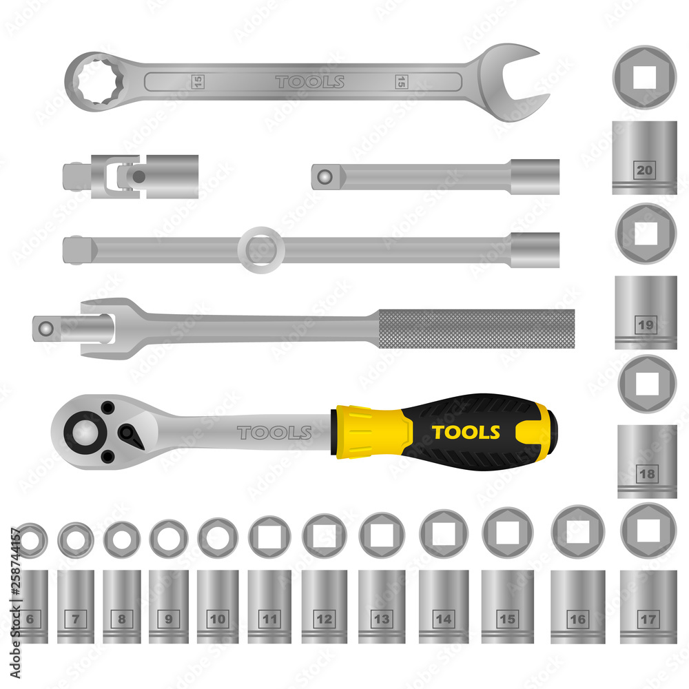 realistic vector tools. set Stock Vector | Adobe Stock