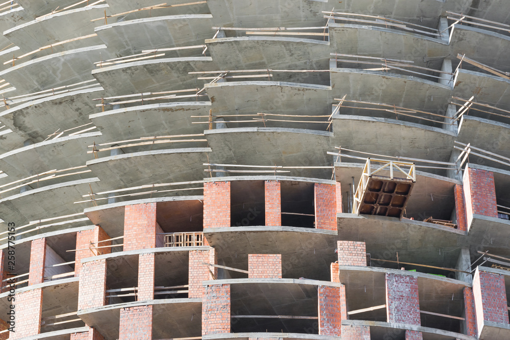 wall with window openings in a multi-storey high-rise residential ...