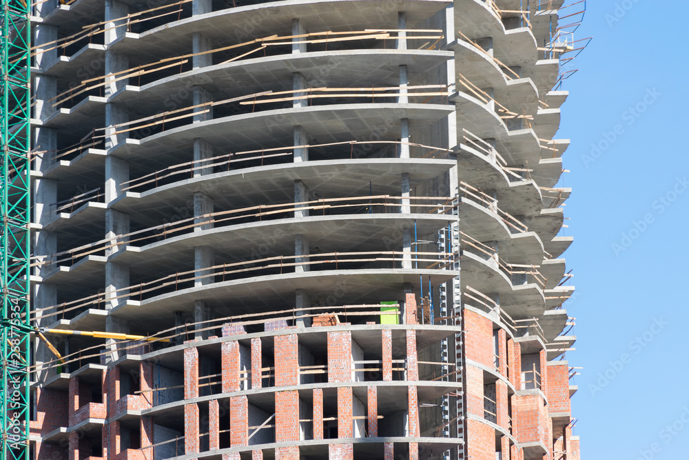 wall with window openings in a multi-storey high-rise residential ...
