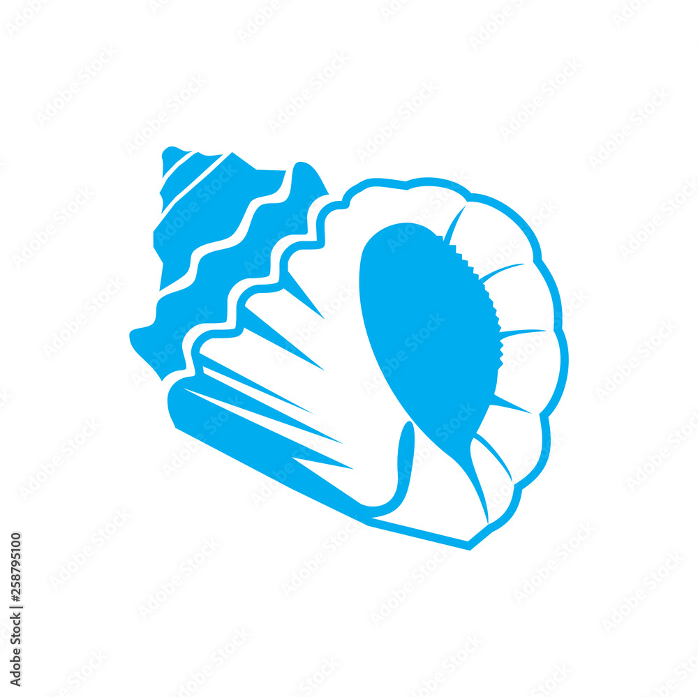 Sea Shell icon blue on white background for graphic and web design ...
