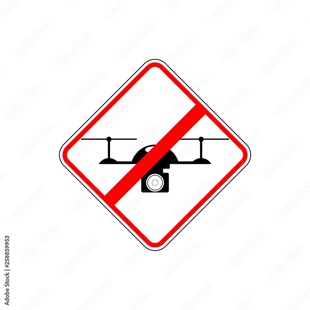 No fly drones sign, No fly zone, Drone sign isolated on white ...