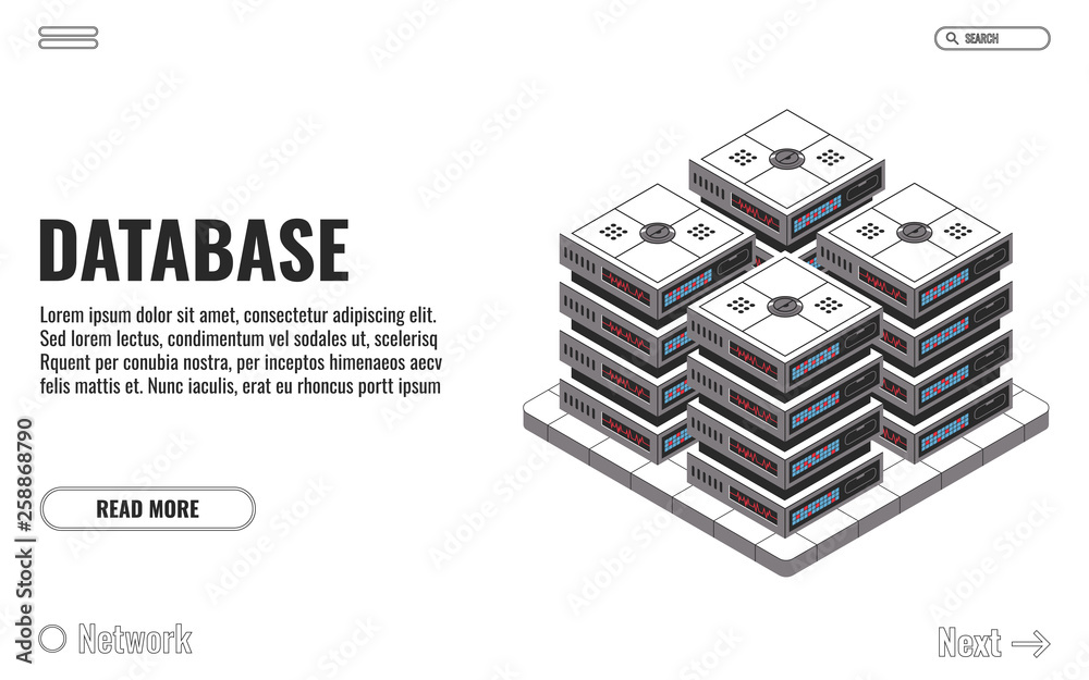 Database Big Data Server Room Cloud Storage Icon Information Center Hosting Services
