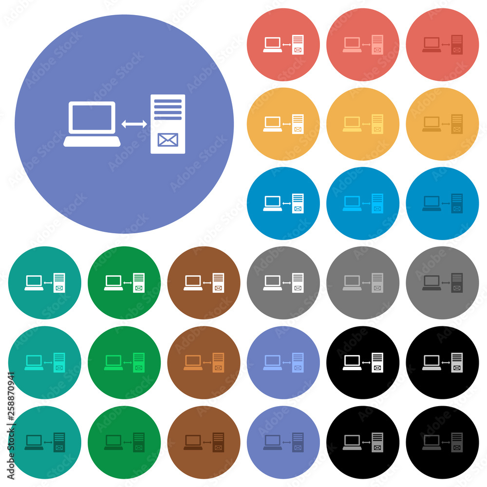 Single connection to mail server round flat multi colored icons Stock ...