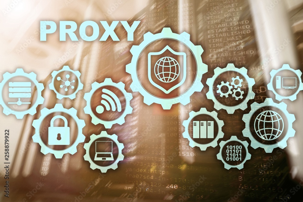 Proxy server. Cyber security. Concept of network security on virtual ...