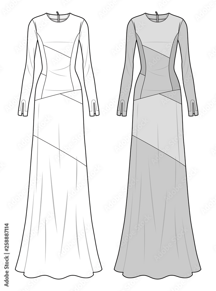 DRESS fashion flat sketch template Stock Vector | Adobe Stock