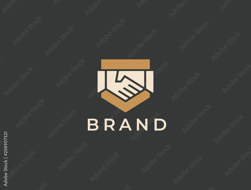 Abstract handshake business logo, vector logo. Two hands make a deal on ...