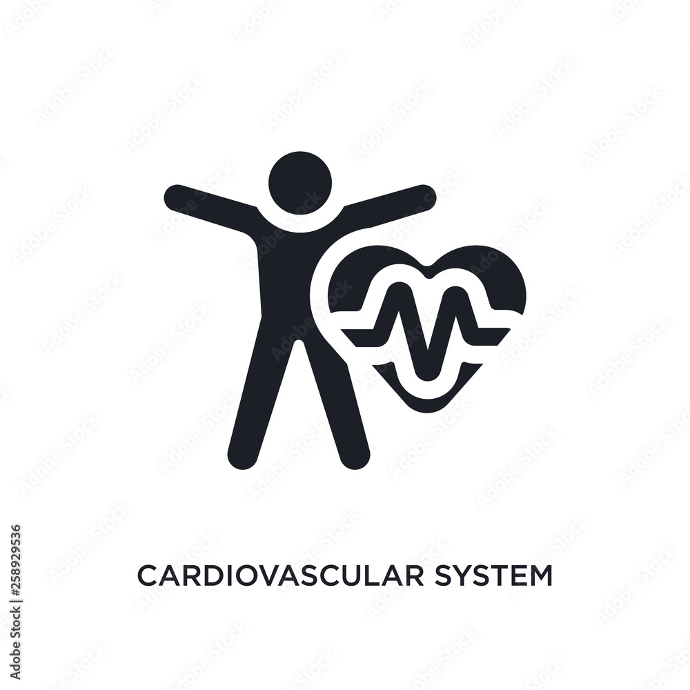 black cardiovascular system isolated vector icon. simple element ...